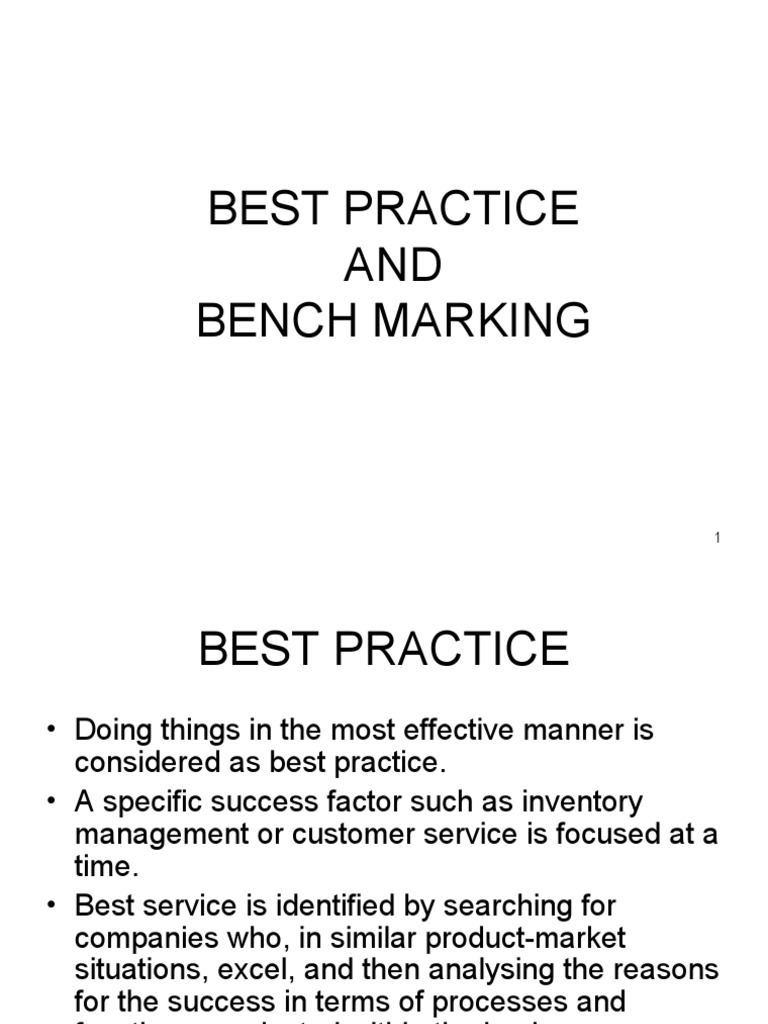 Best Practices & Bench Marking | PDF | Benchmarking | Supply Chain ...