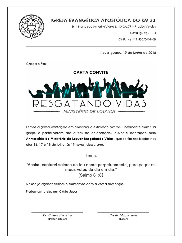 Convite para Aniversário do Ministério de Louvor | PDF | Religião e ...