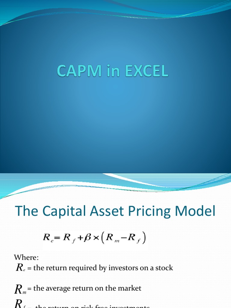 Capm in Excel | PDF | Beta (Finance) | P Value