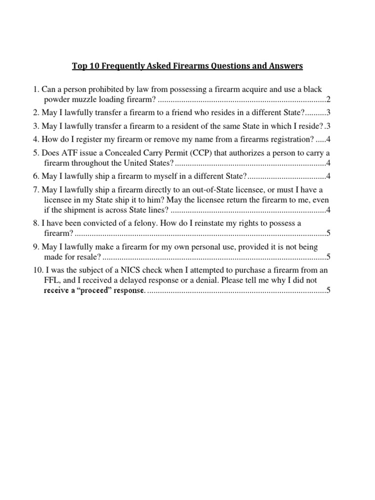 Top 10 Frequently Asked Firearms Questions and Answers | PDF | National ...