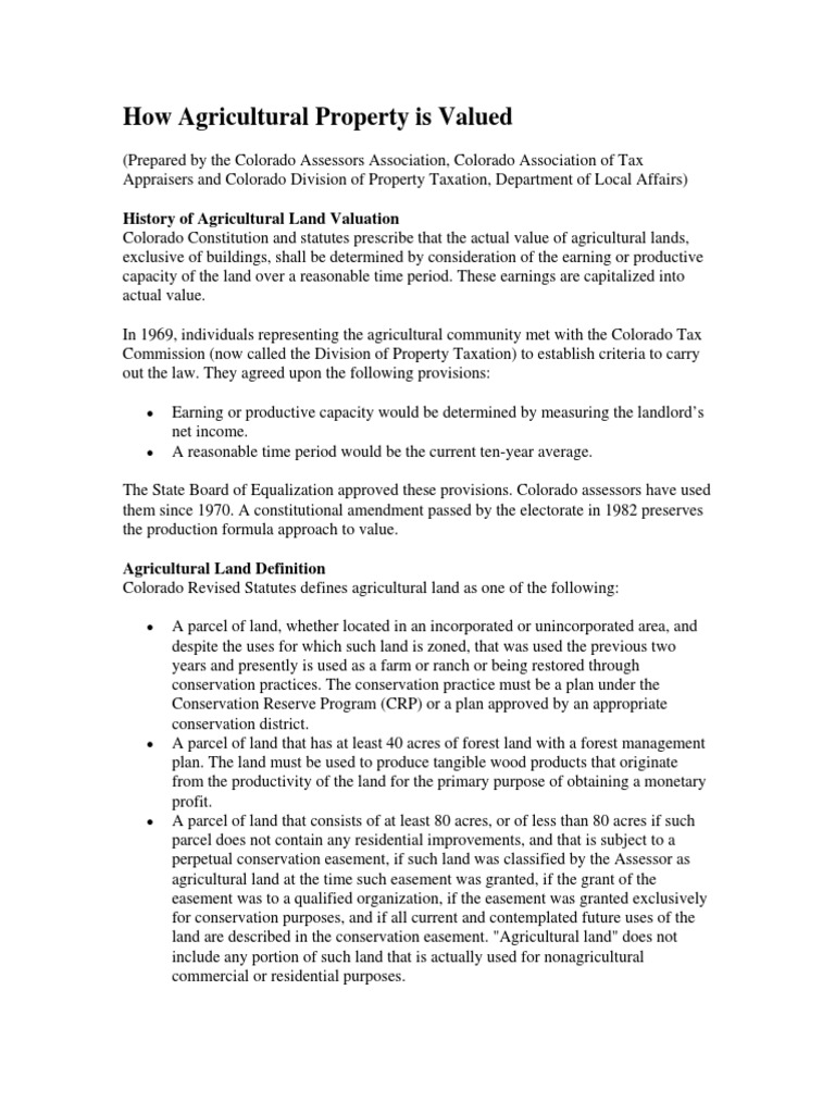 Agricultural Valuation | PDF | Real Estate Appraisal | Property Tax