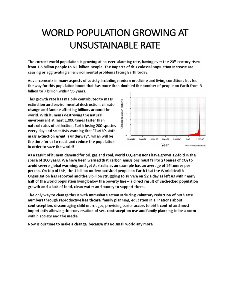 World Population Growing at Unsustainable Rate | PDF