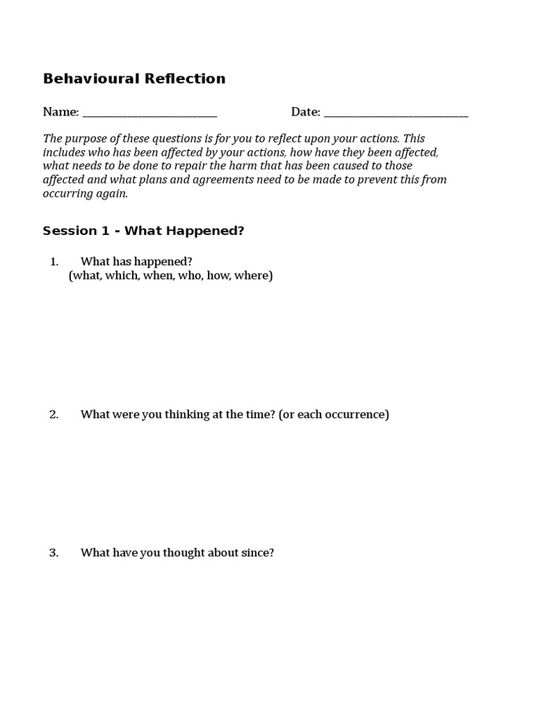 Student Behavioural Reflection | PDF