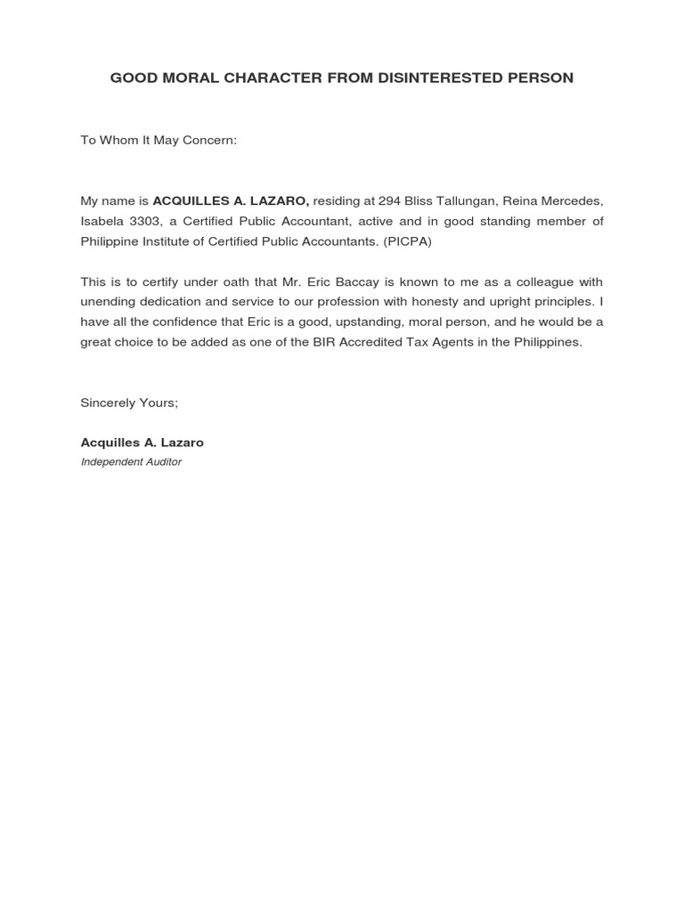 Good Moral Character - CPA Public Practice | PDF