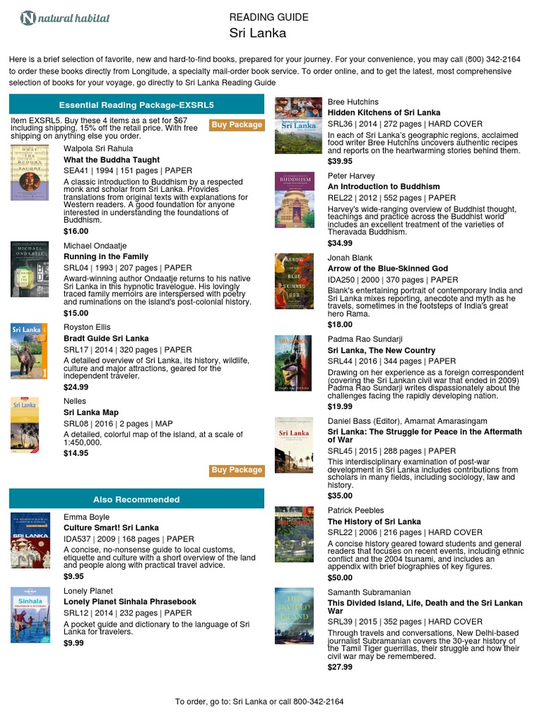 Sri Lanka Reading List | PDF | Sri Lanka | Religion And Belief