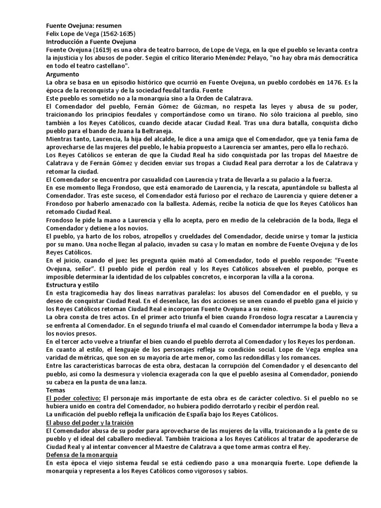 Fuente Ovejuna Analisis | PDF | Science | Ciencia filosófica