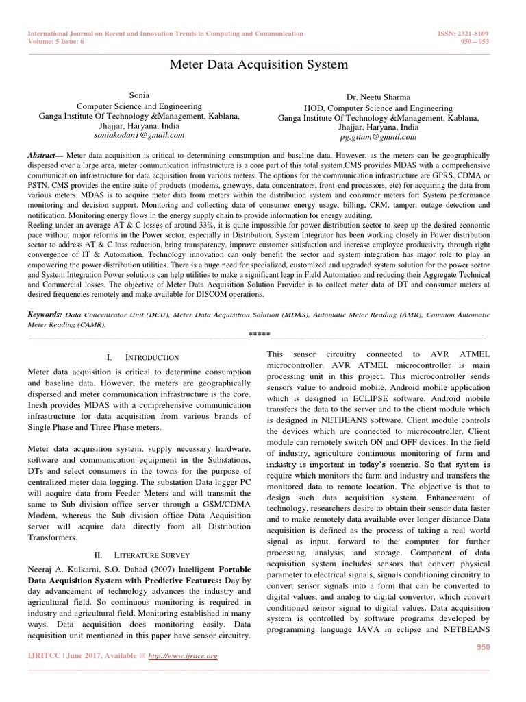 Meter Data Acquisition System | PDF | Data Acquisition | Modem