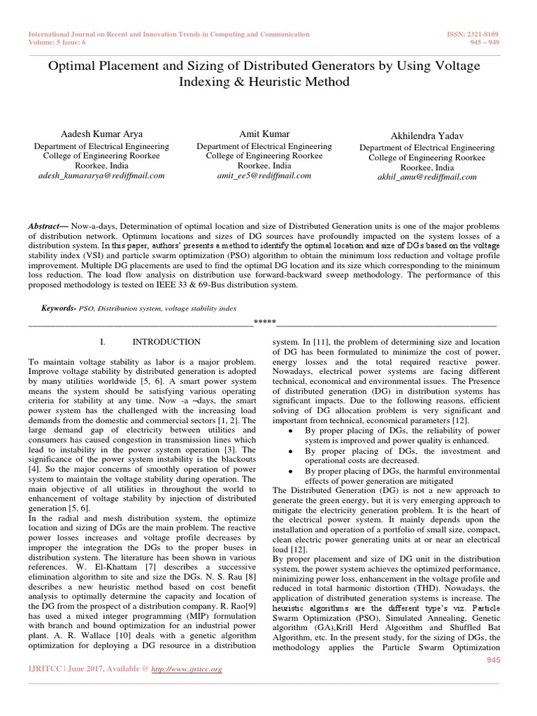 Optimal Placement and Sizing of Distributed Generators by Using Voltage ...