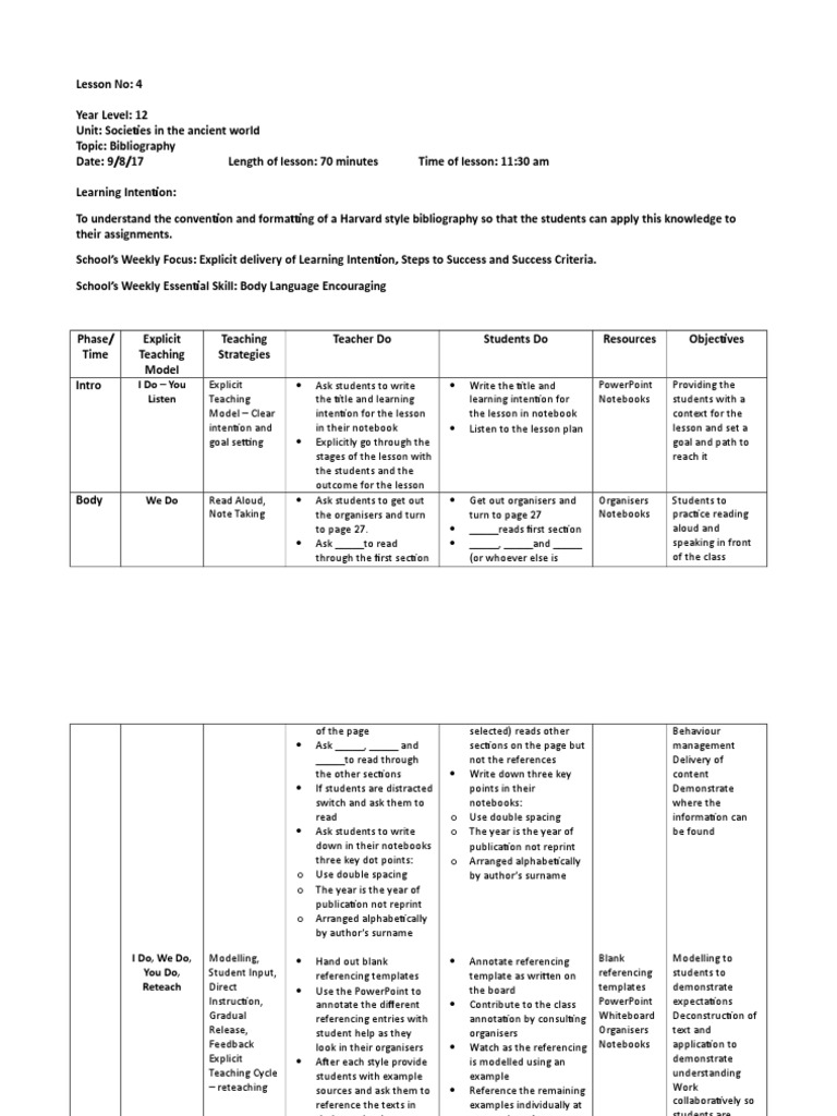 Lesson 2 - Bibliography Lesson Plan | PDF | Lesson Plan | Pedagogy