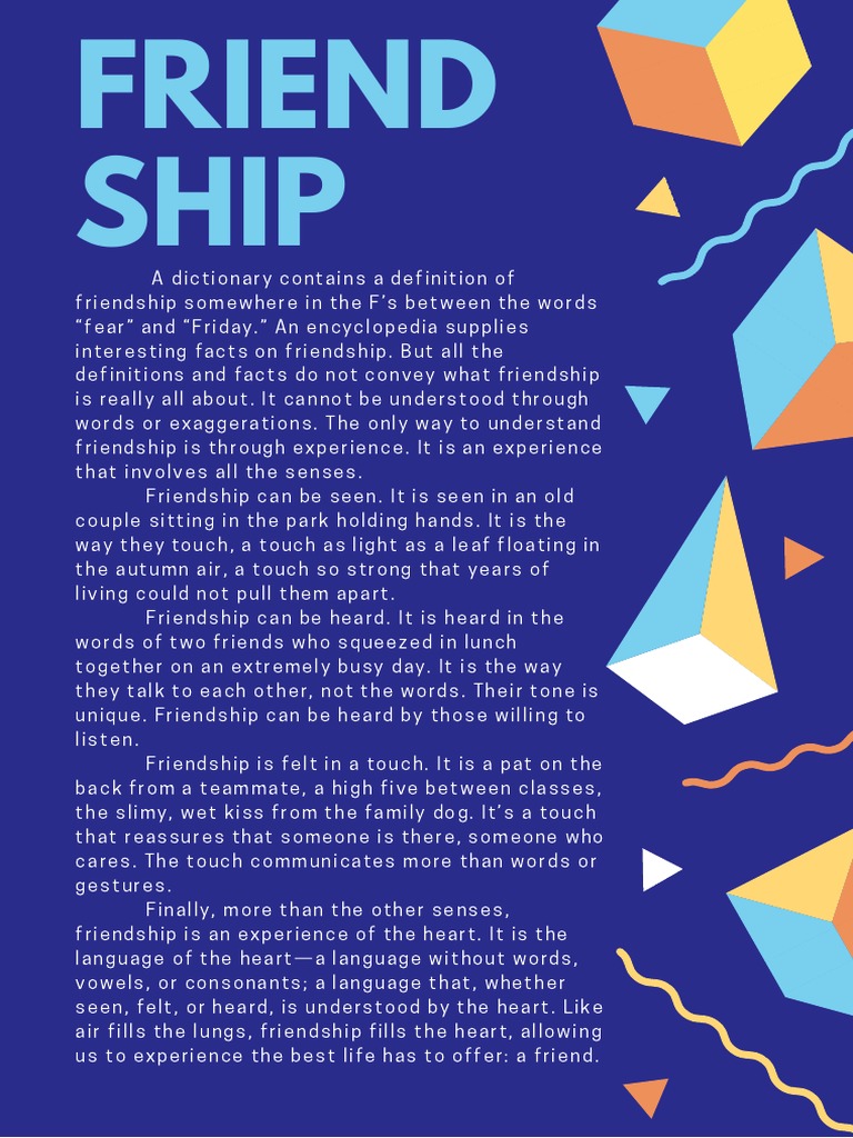 Friendship | PDF | Language Arts & Discipline | Wellness