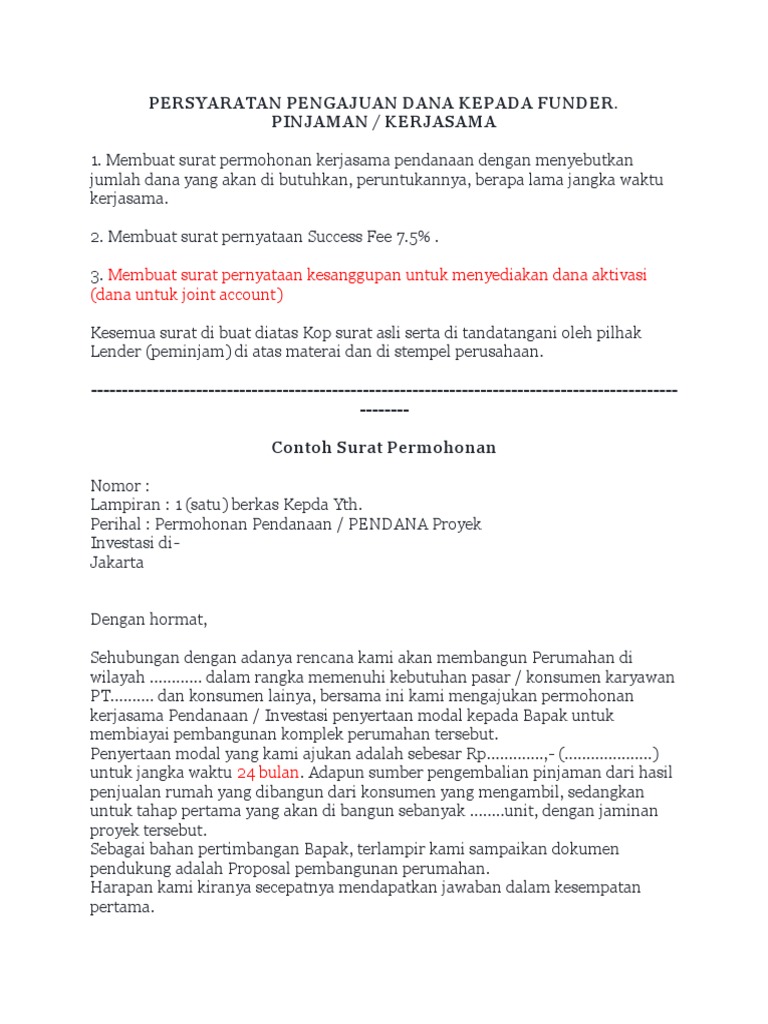 Persyaratan Pengajuan Dana Kepada Funder | PDF