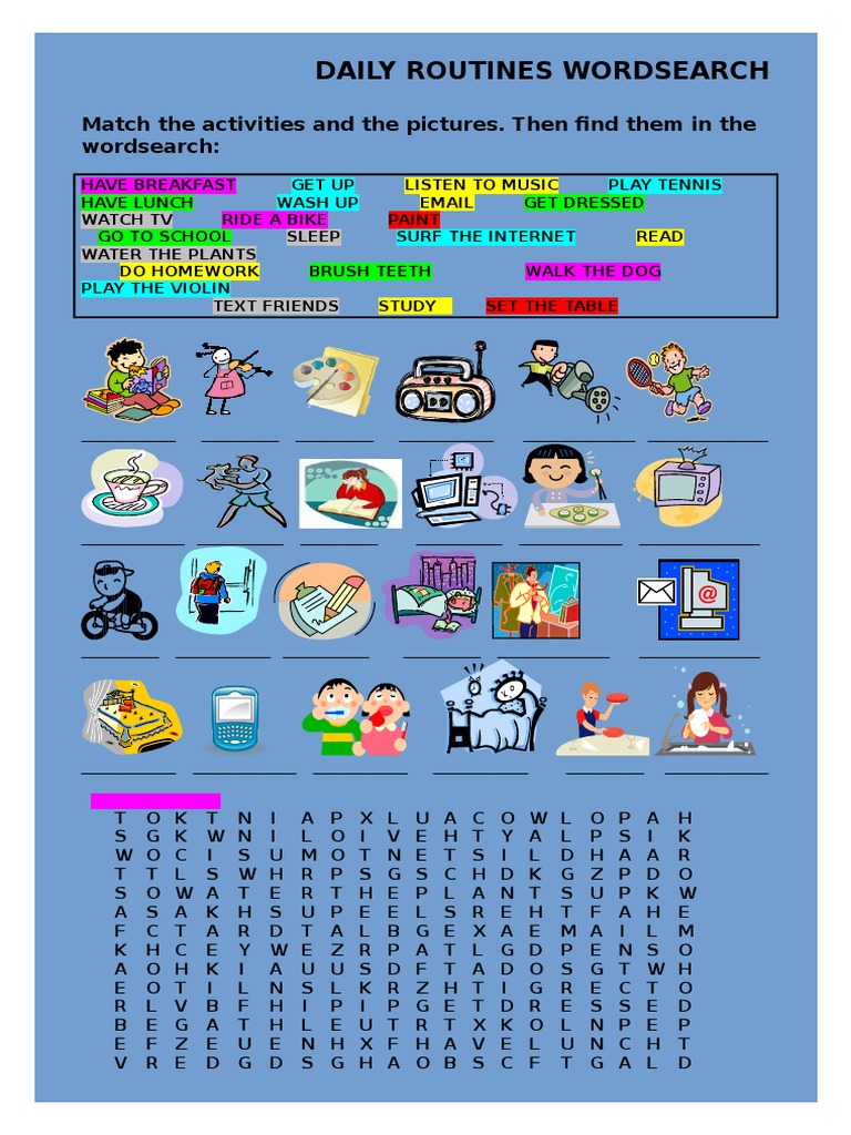 Daily Routines Wordsearch | PDF | Leisure