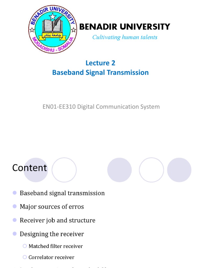 Lecture 2 Baseband Signal Transmission | PDF | Data Transmission | Networks