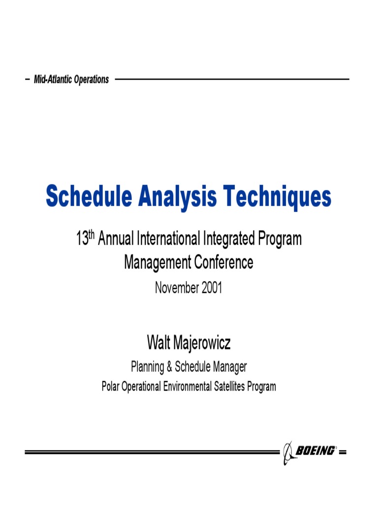 TP-16 Schedule Analysis Techniques, Majerowicz | PDF | Forecasting ...
