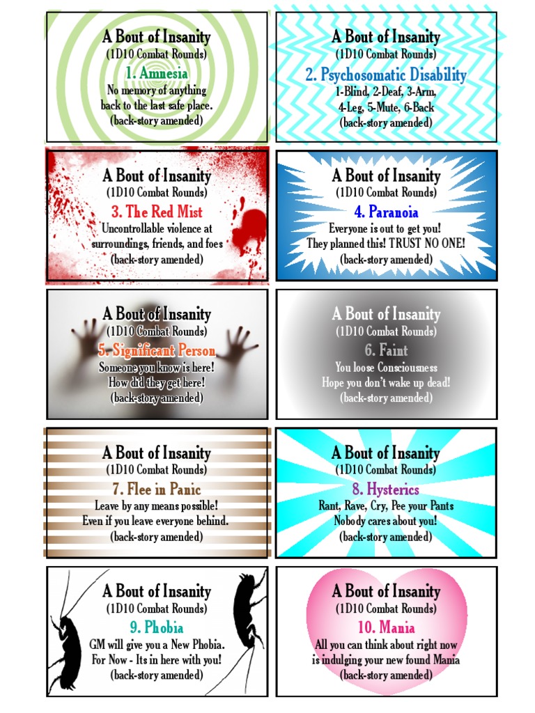Insanity Cards | PDF
