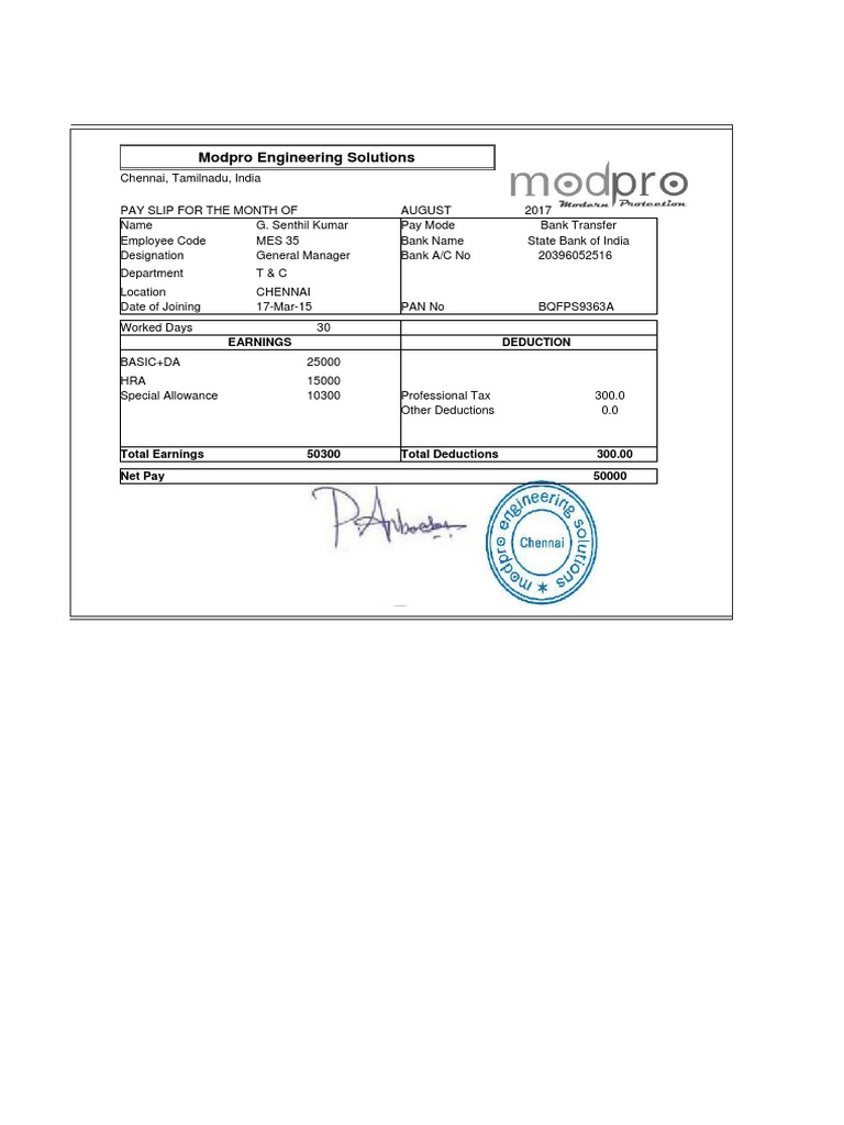 G.S Payslip Aug 1 | PDF