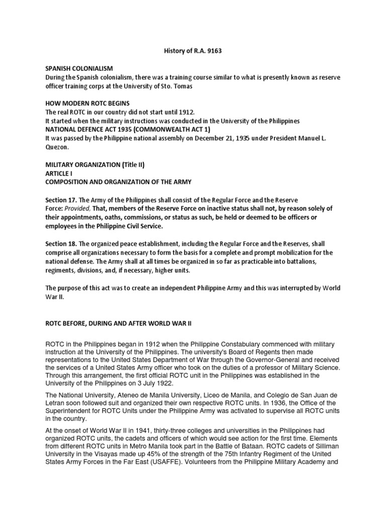 History of R.A. 9163 (NSTP) | Philippines | Military | Free 30-day ...