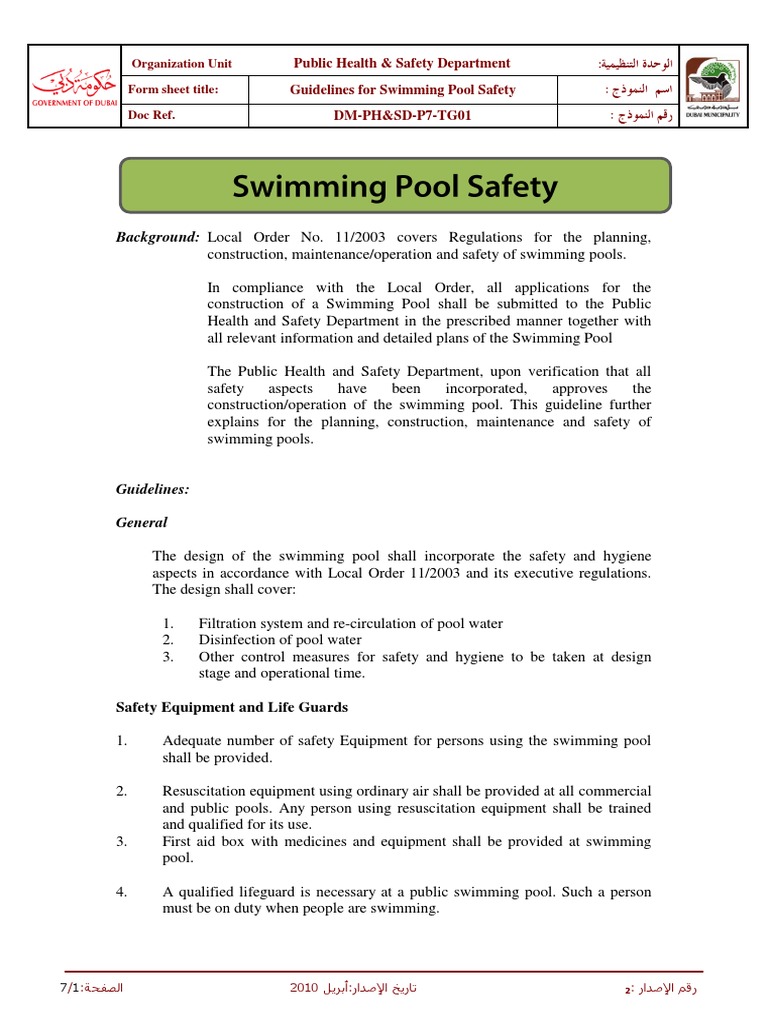 DM-PH&SD-P7-TG01 - (Guidelines For Swimming Pool Safety) | PDF ...