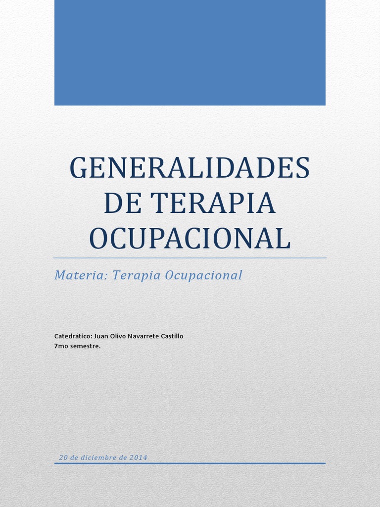 Generalidades de Terapia Ocupacional PDF | Descargar gratis PDF ...