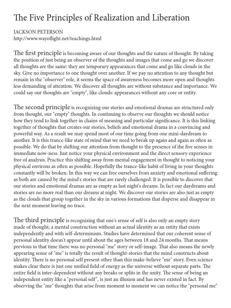 The Five Principles of Realization and Liberation-JP | PDF | Awareness ...