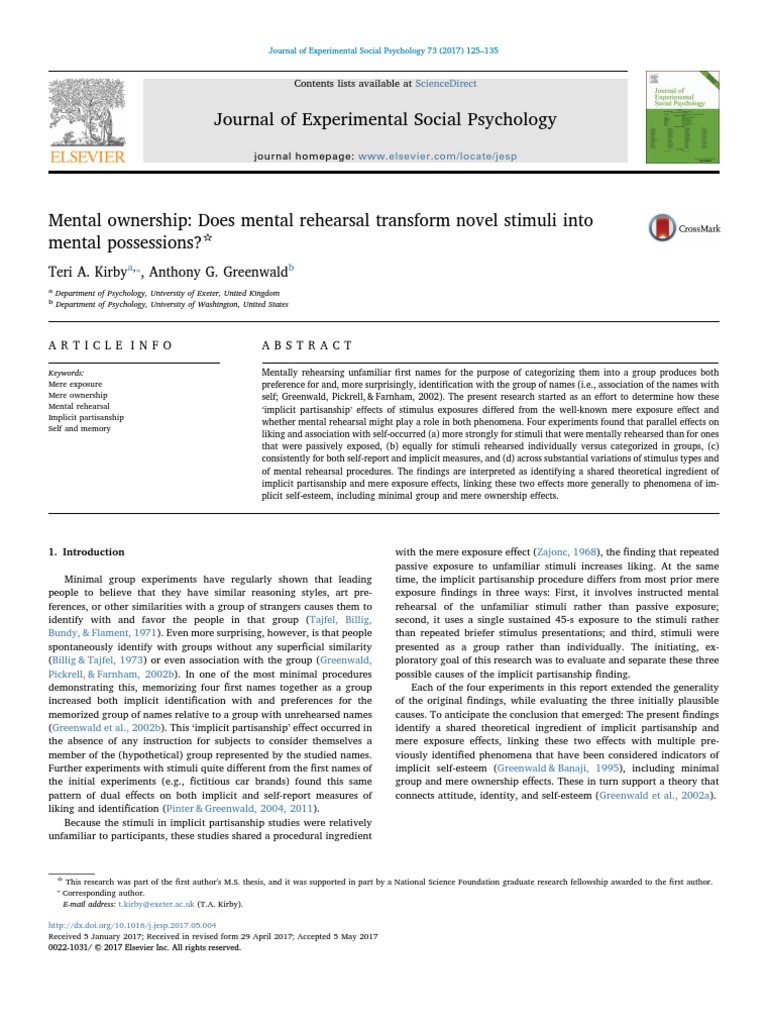 Greenwald 2017 | PDF | Experiment | Memory