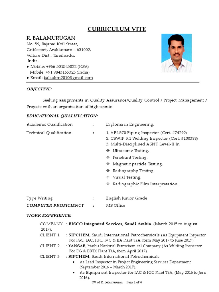 Balu Resume - 2017 | Download Free PDF | Pipe (Fluid Conveyance ...
