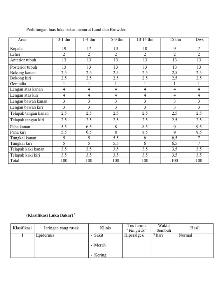 Perhitungan Luas Luka Bakar Menurut Lund Dan Browder | PDF