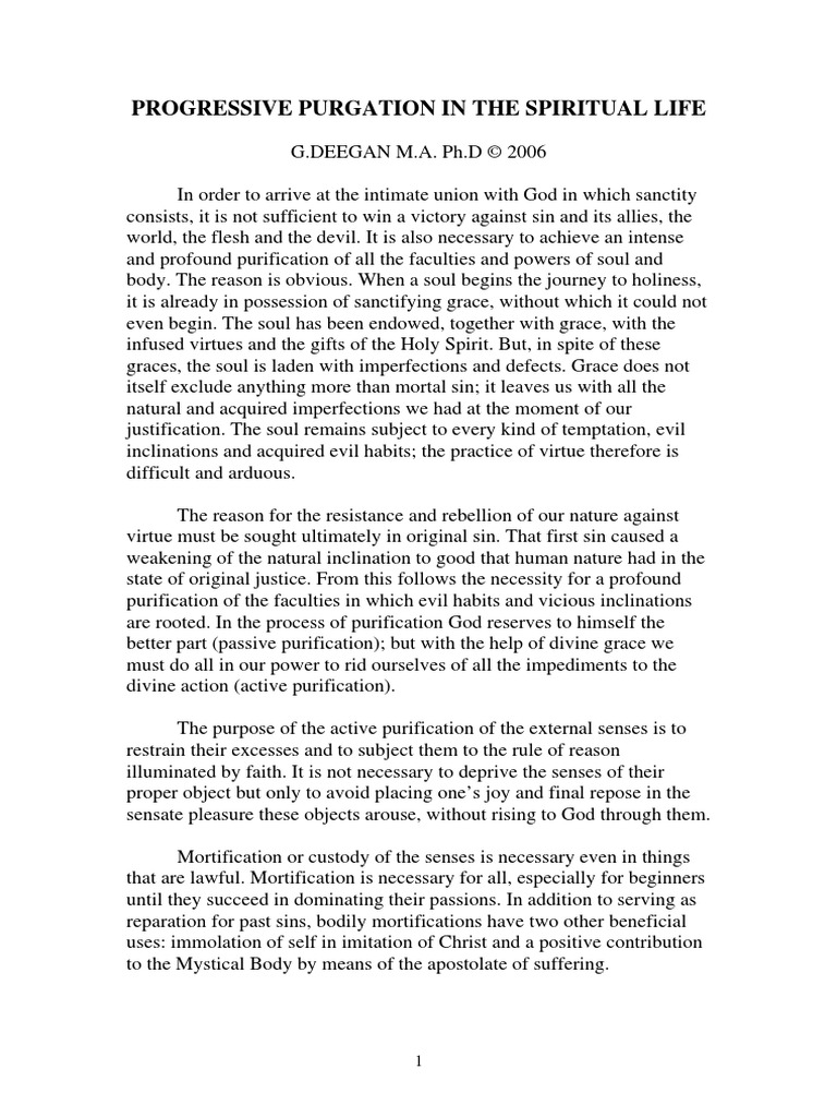 Progressive Purgation in The Spiritual Life | PDF | Grace In ...