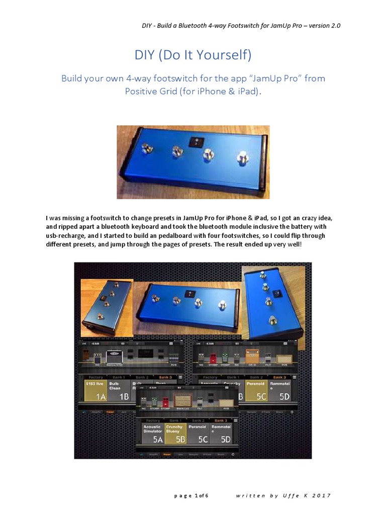 DIY Build A Bluetooth 4 Way Footswitch For JamUp Pro | PDF | Usb ...