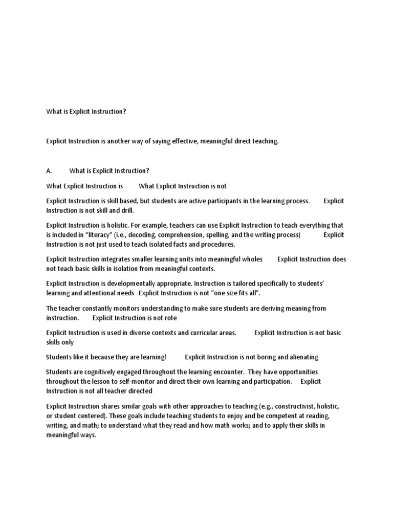 What Is Explicit Instruction | PDF | Teachers | Educational Assessment