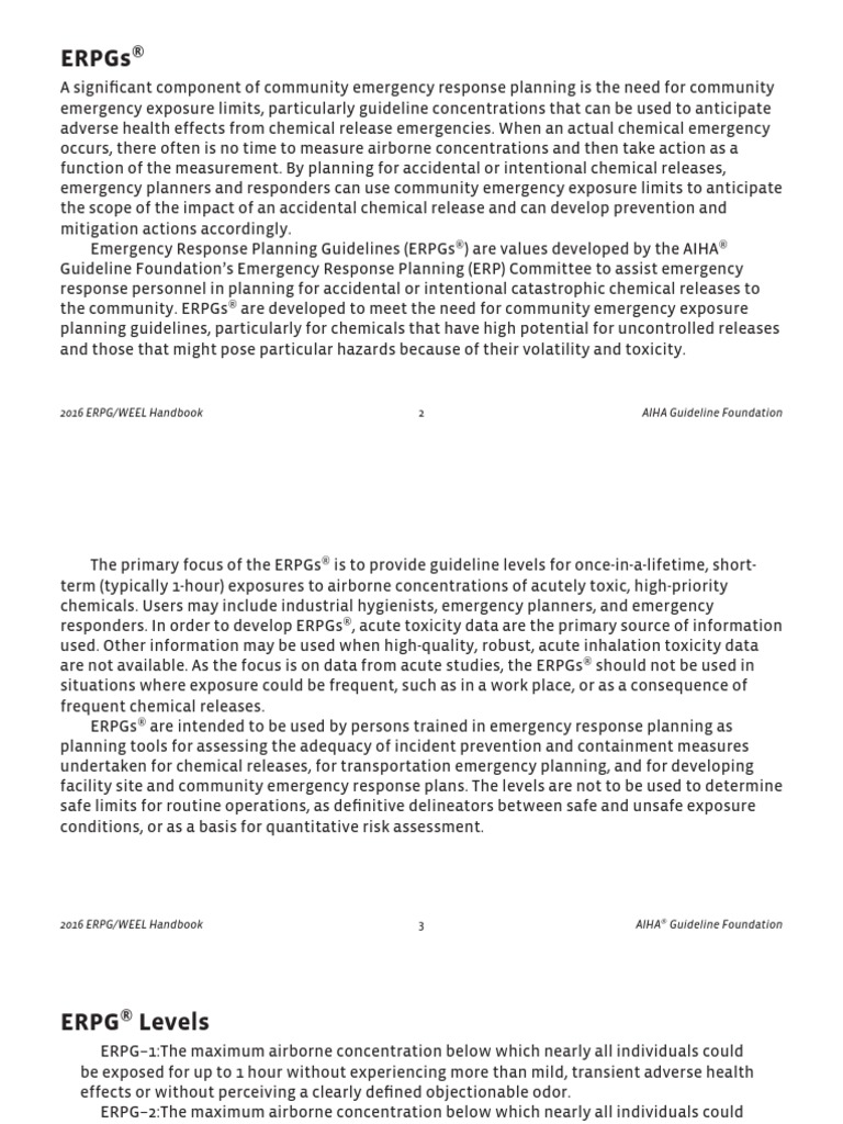 ERPG Intro (2016 Handbook) | PDF | Toxicity | Odor