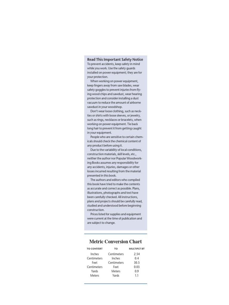 Read This Important Safety Notice: Metric Conversion Chart | Download ...