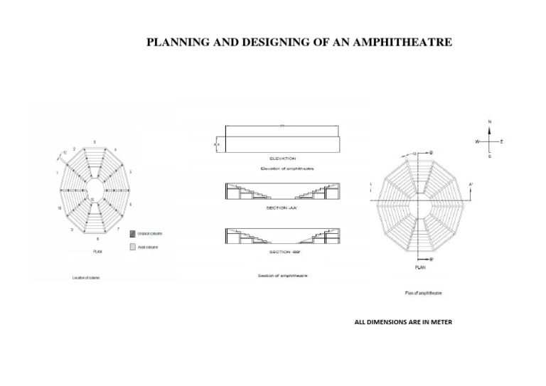 Planning and Designing of An Amphitheatre: All Dimensions Are in Meter ...