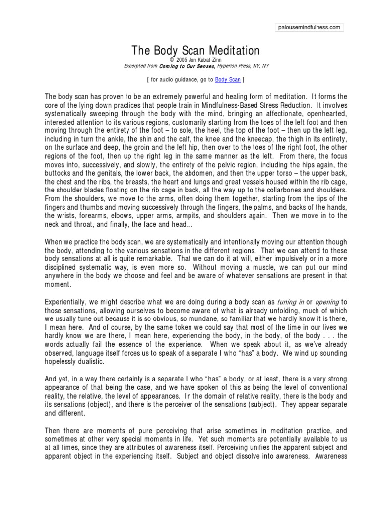 Body Scan | PDF | Senses | Awareness