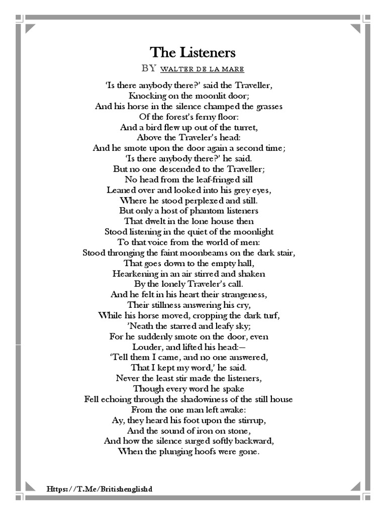 The Listeners by Walter de La Mare - Third Lec PDF | PDF