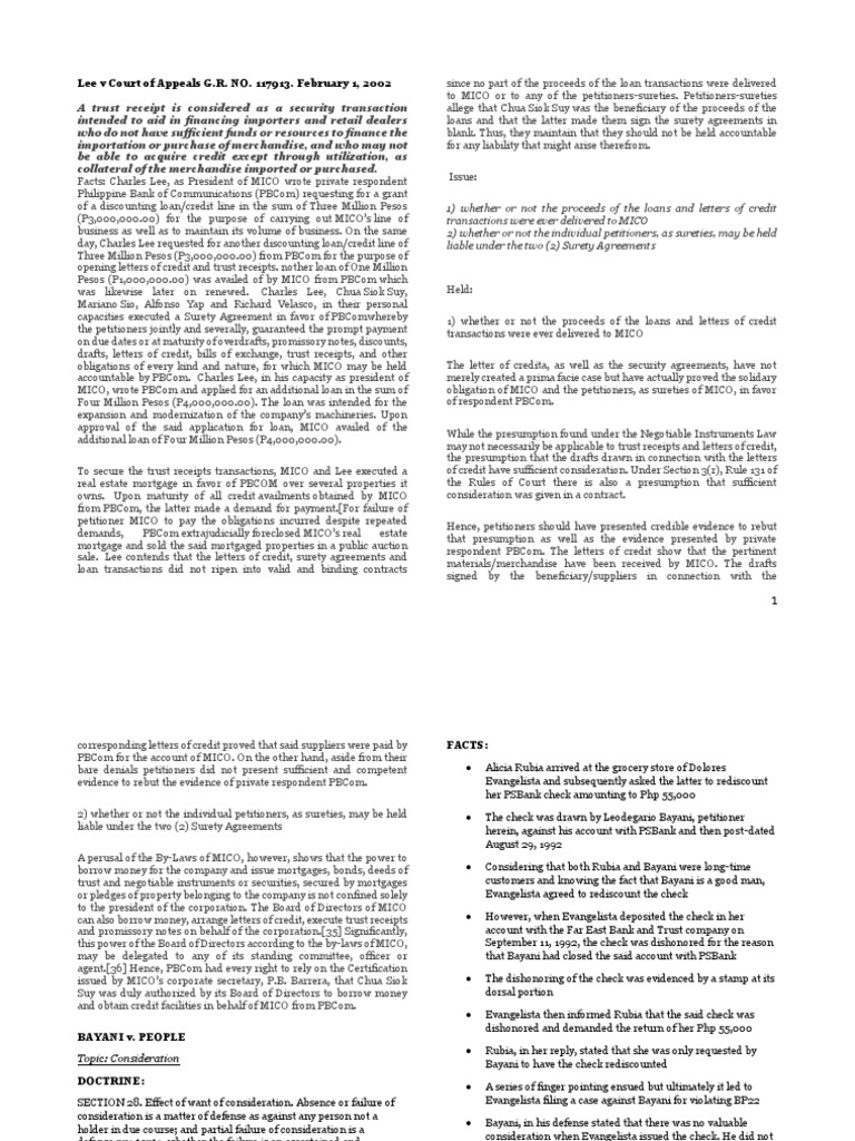 Nego Cases | PDF | Negotiable Instrument | Cheque