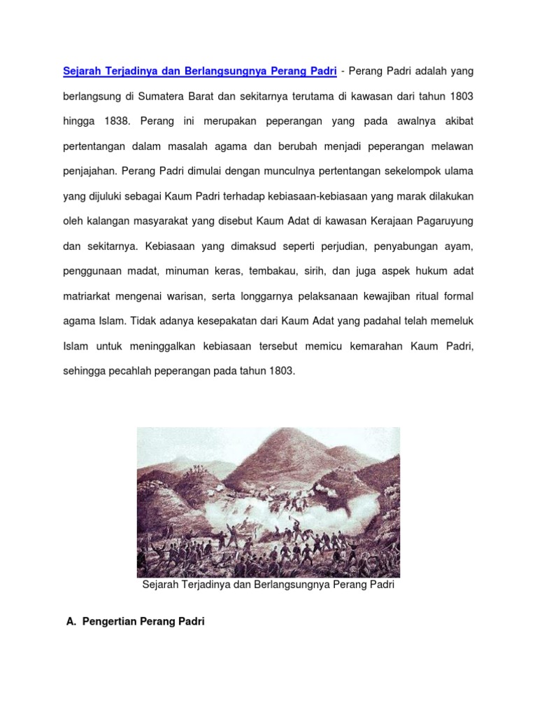 Sejarah Perang Padri: Konflik Internal Dan Eksternal Di Sumatra - Sejarah Perang