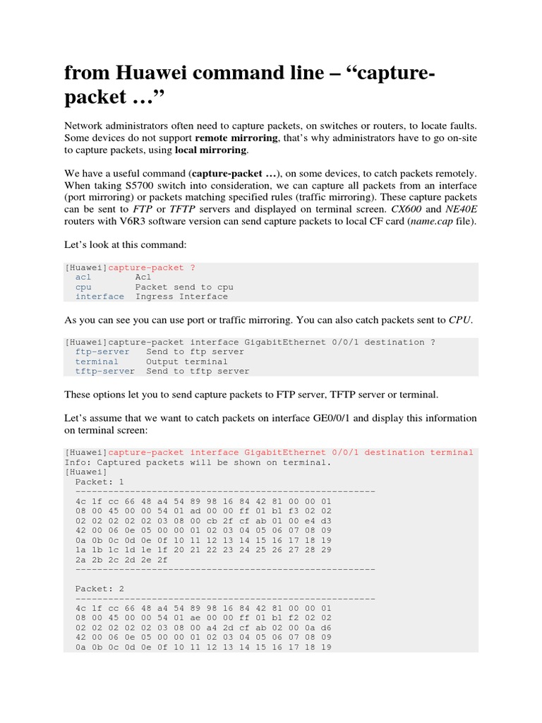 From Huawei Command Line e28093 e2809ccapture Packet e280a6e2809d ...
