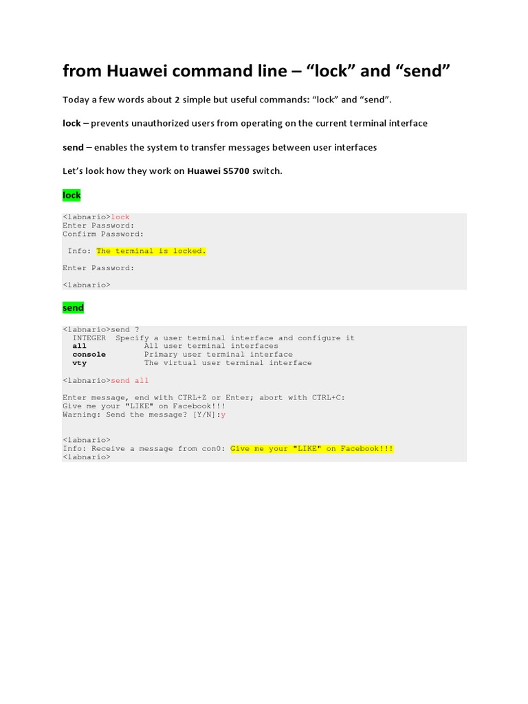 From Huawei Command Line - "Lock" and "Send": Today A Few Words About 2 ...