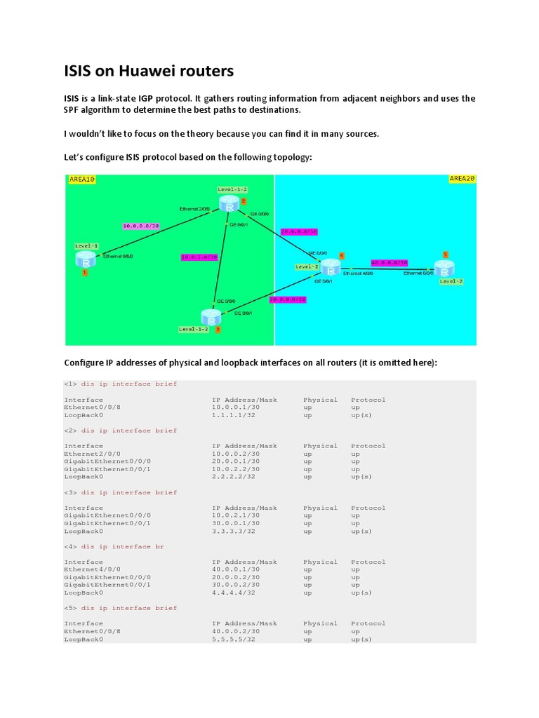Isis On Huawei Routers PDF | PDF | I Pv6 | Ip Address