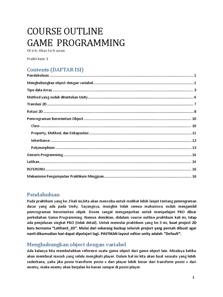 Panduan Praktikum Game Programming | PDF