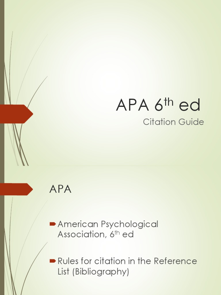 Apa 6 Ed: Citation Guide | PDF