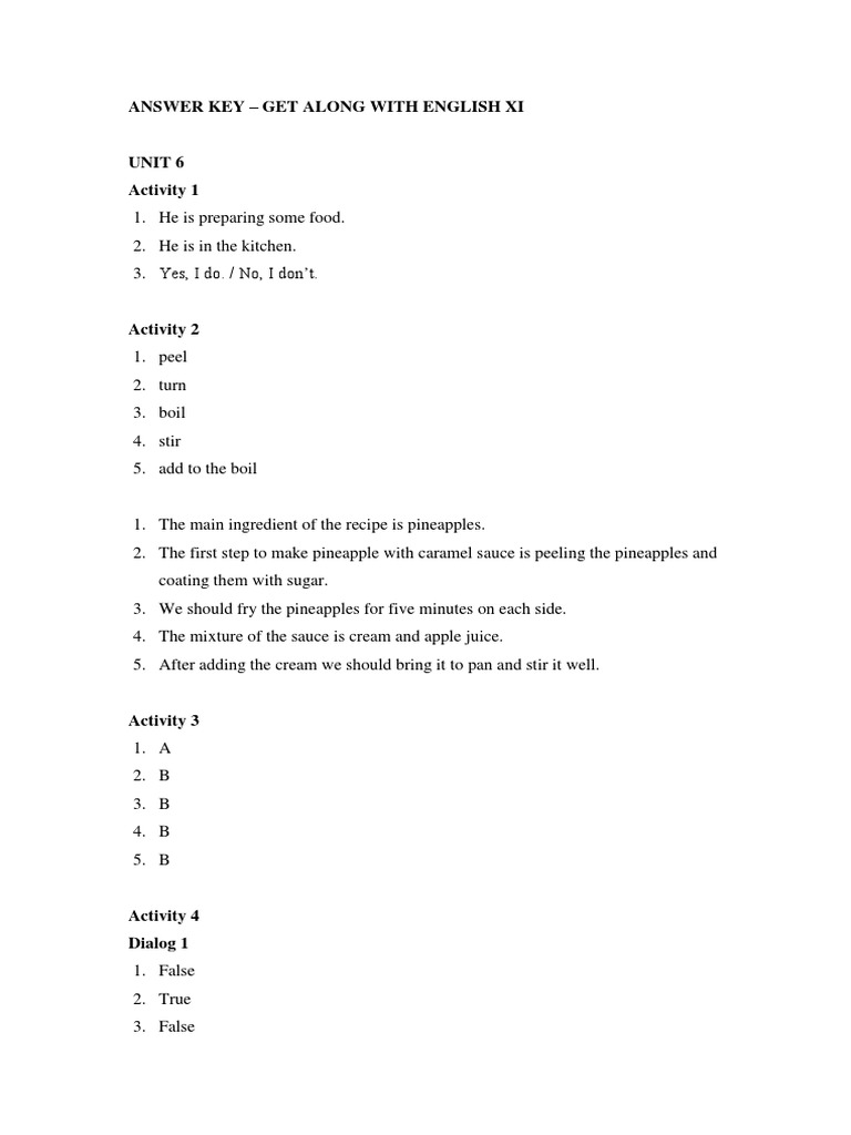 Unit 6 - Answer Key - Get Along With English - XI | PDF | Cocoa Bean ...