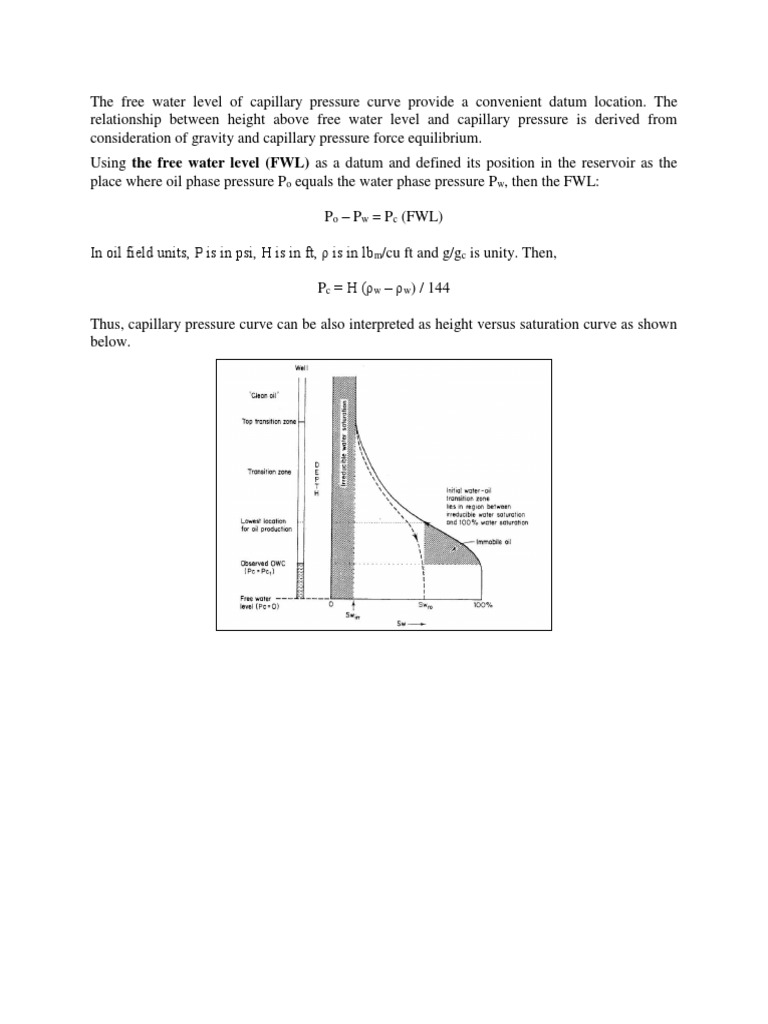 Capillary Pressure Curve Provides Convenient Datum Location | PDF ...