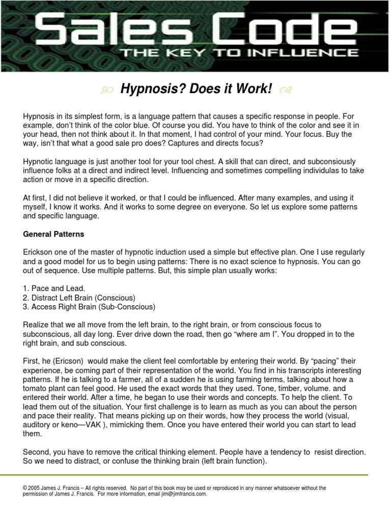 Hypnotic Language.pdf | Hypnosis | Thought