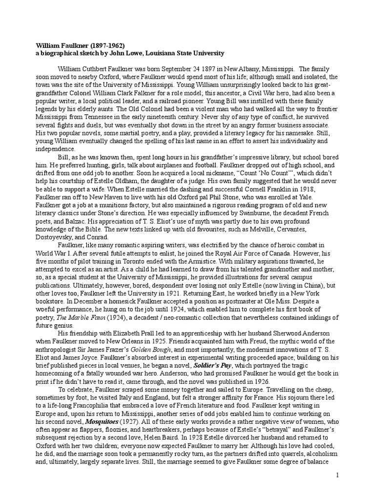 Faulkner and List of Characters | PDF | William Faulkner