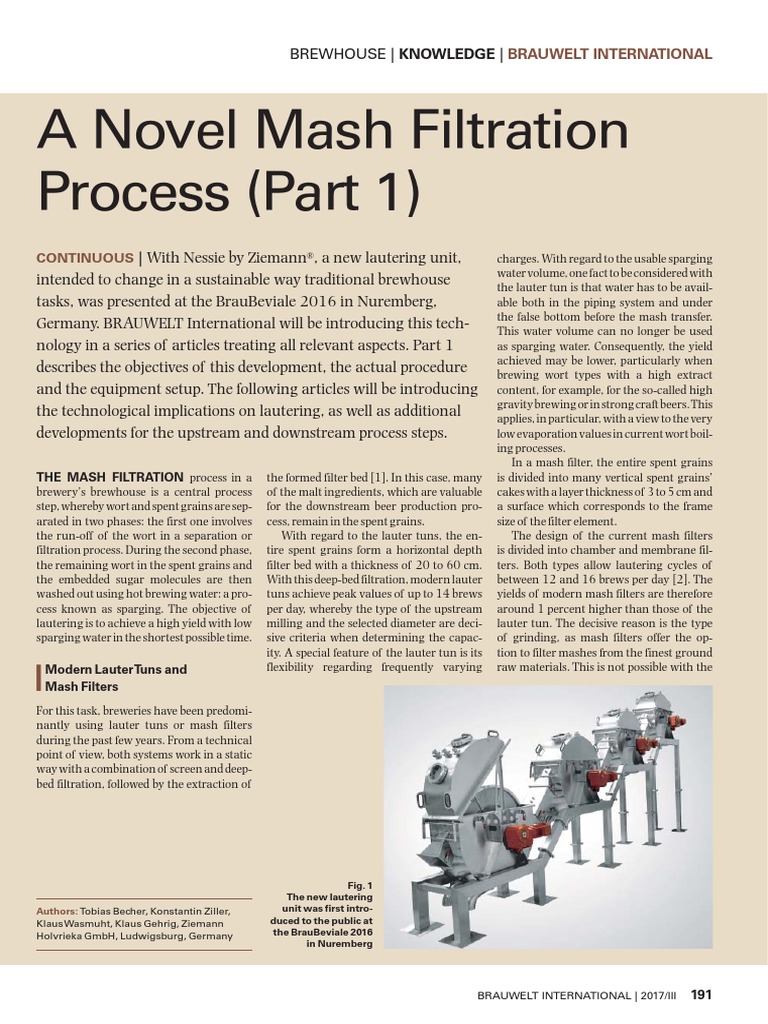 Ziemann Mash-Filtration Part1 | PDF | Brewing | Fermented Foods