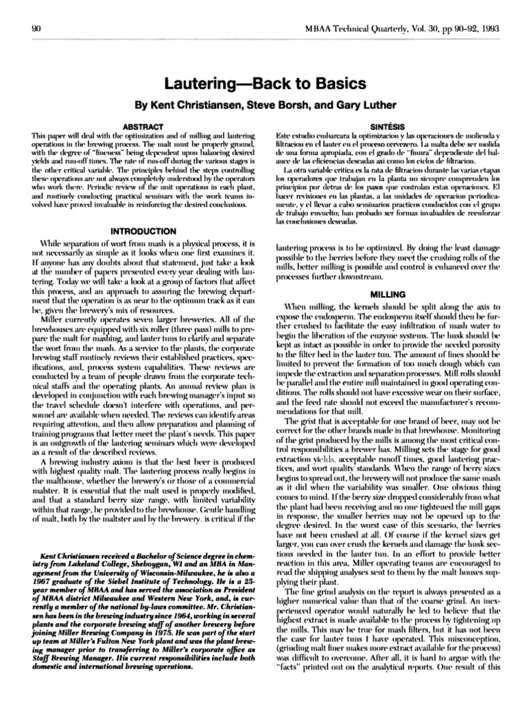 Lautering Back To Basics | PDF | Brewing | Brewery