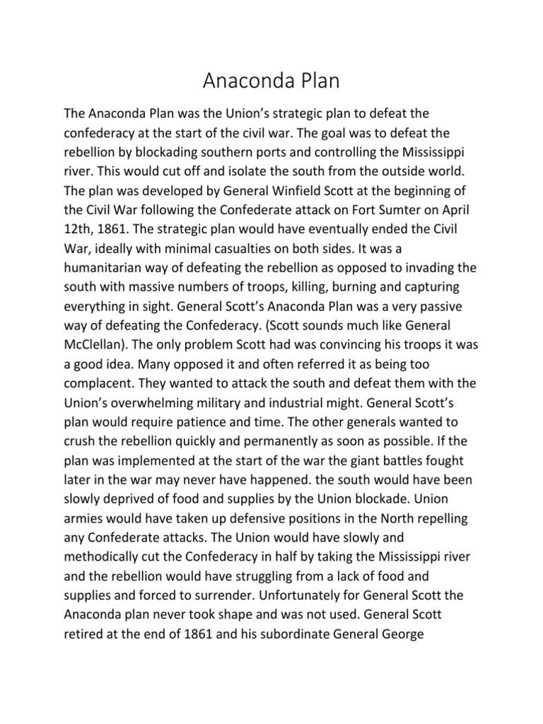 Anaconda Plan | PDF | Confederate States Of America | Union (American ...