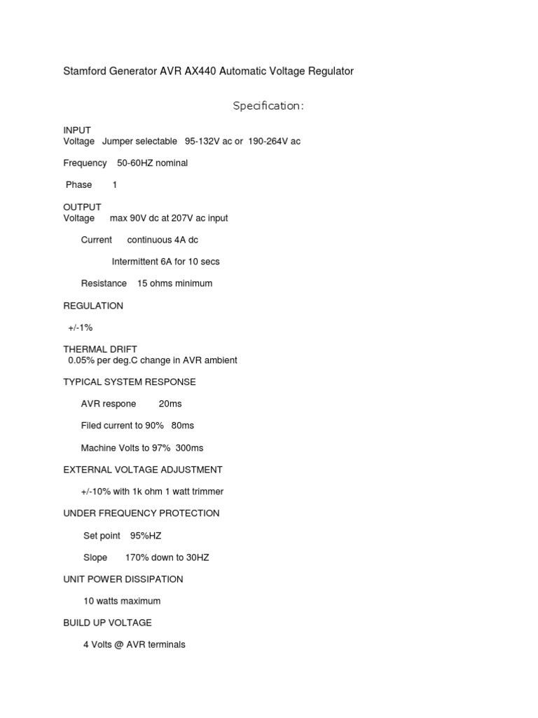 AX440 Automatic Voltage Regulator | PDF